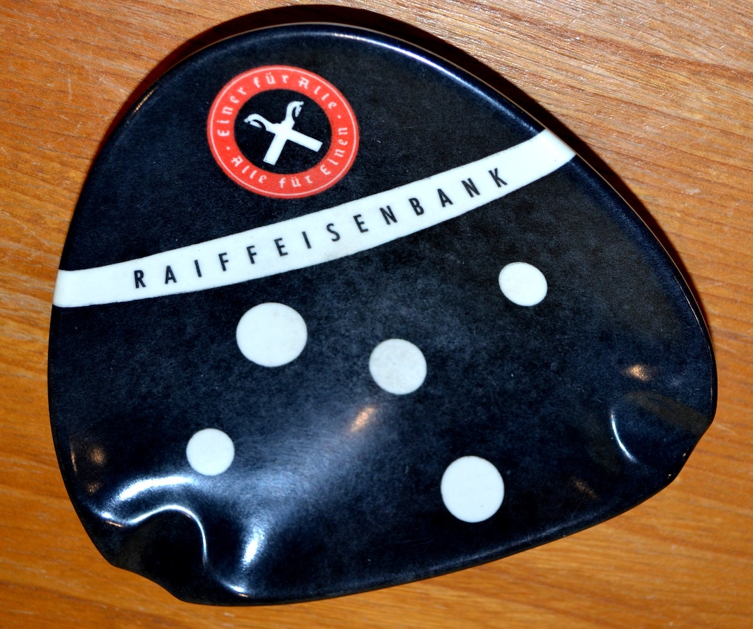 Vintage Bakelite Ashtray Raiffeisenbank Black/white Ashtray 1950s ...
