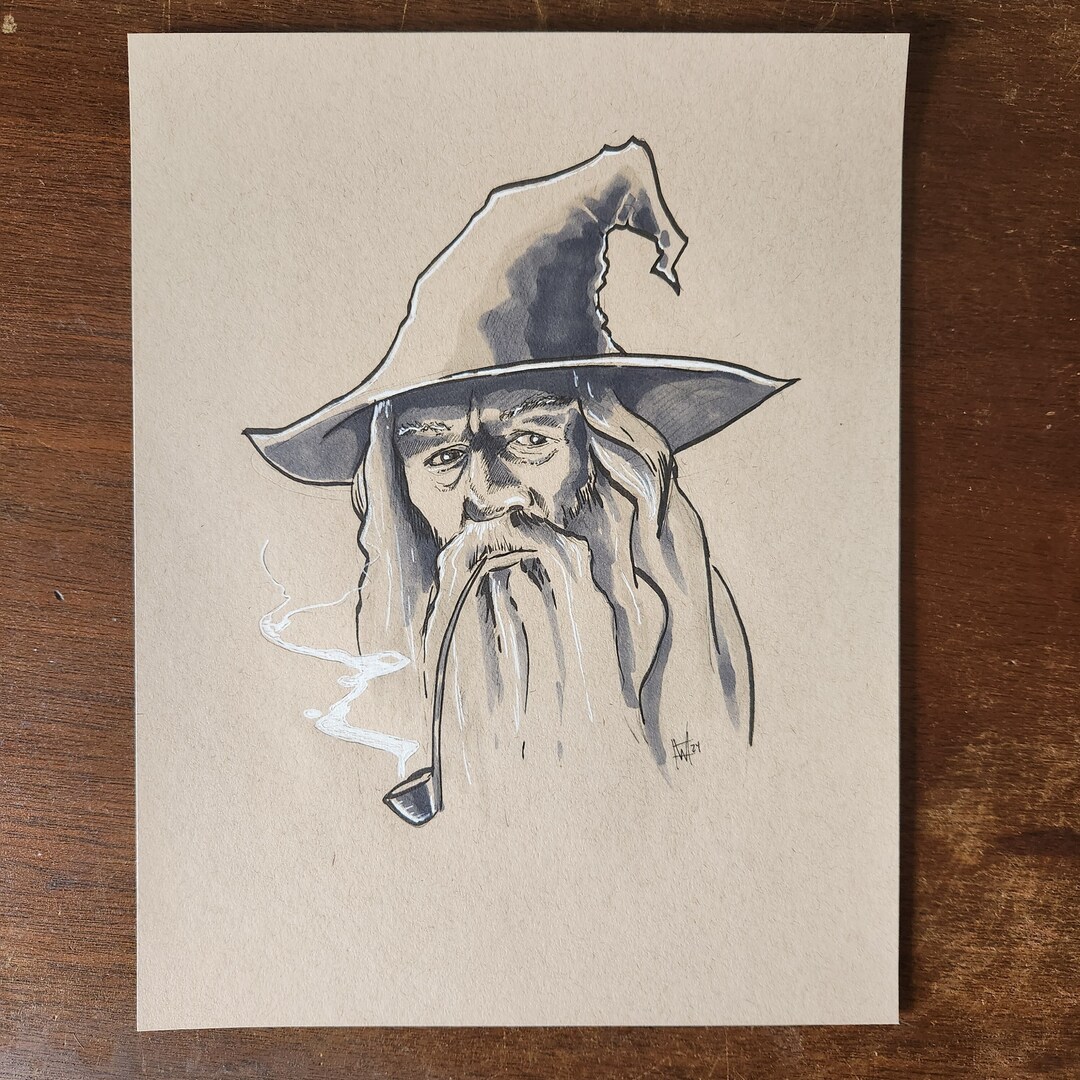 Gandalf the Grey Wizard / Original Art Drawing in Ink and Copic Marker ...