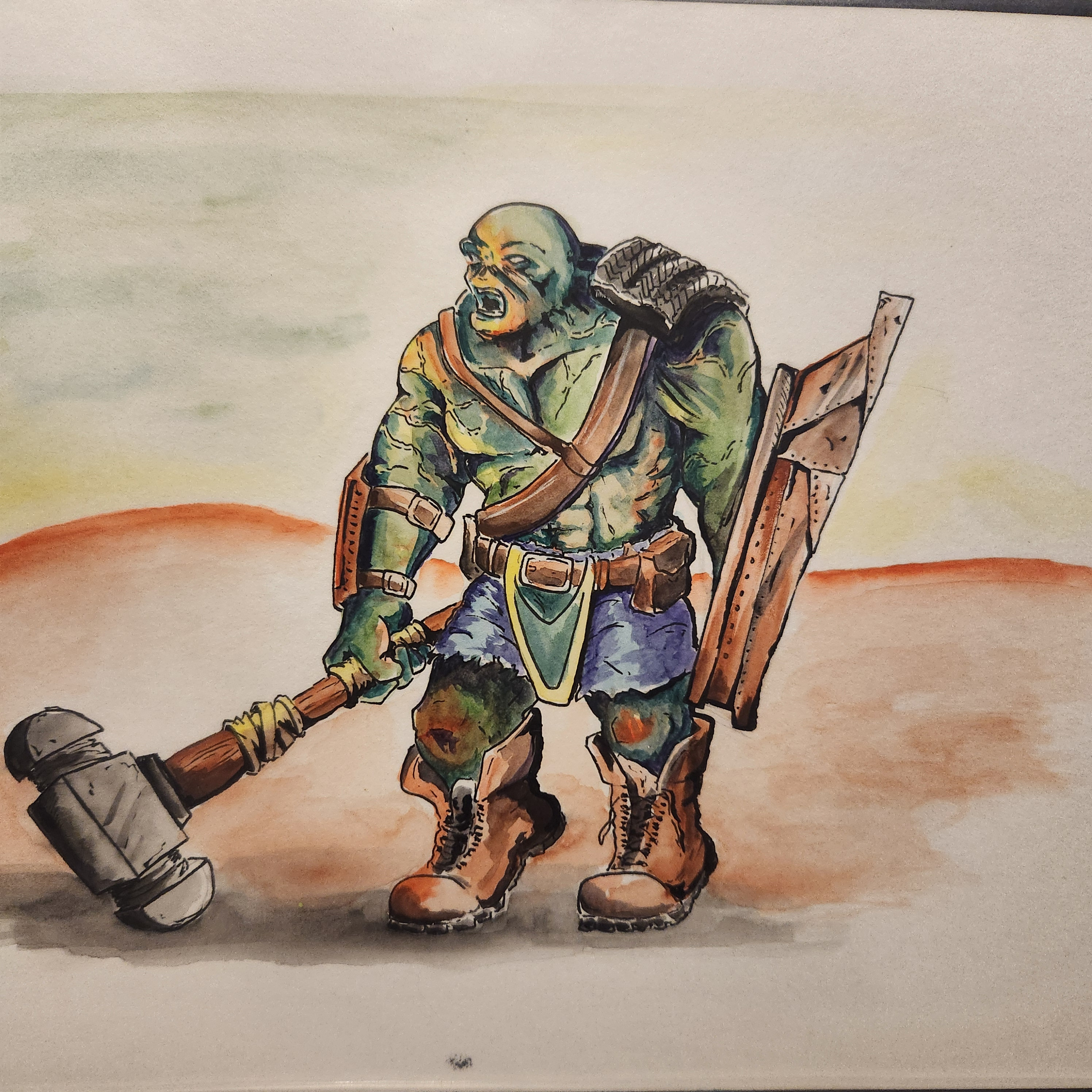 Fallout 3 Super Mutant watercolor Painting - Etsy