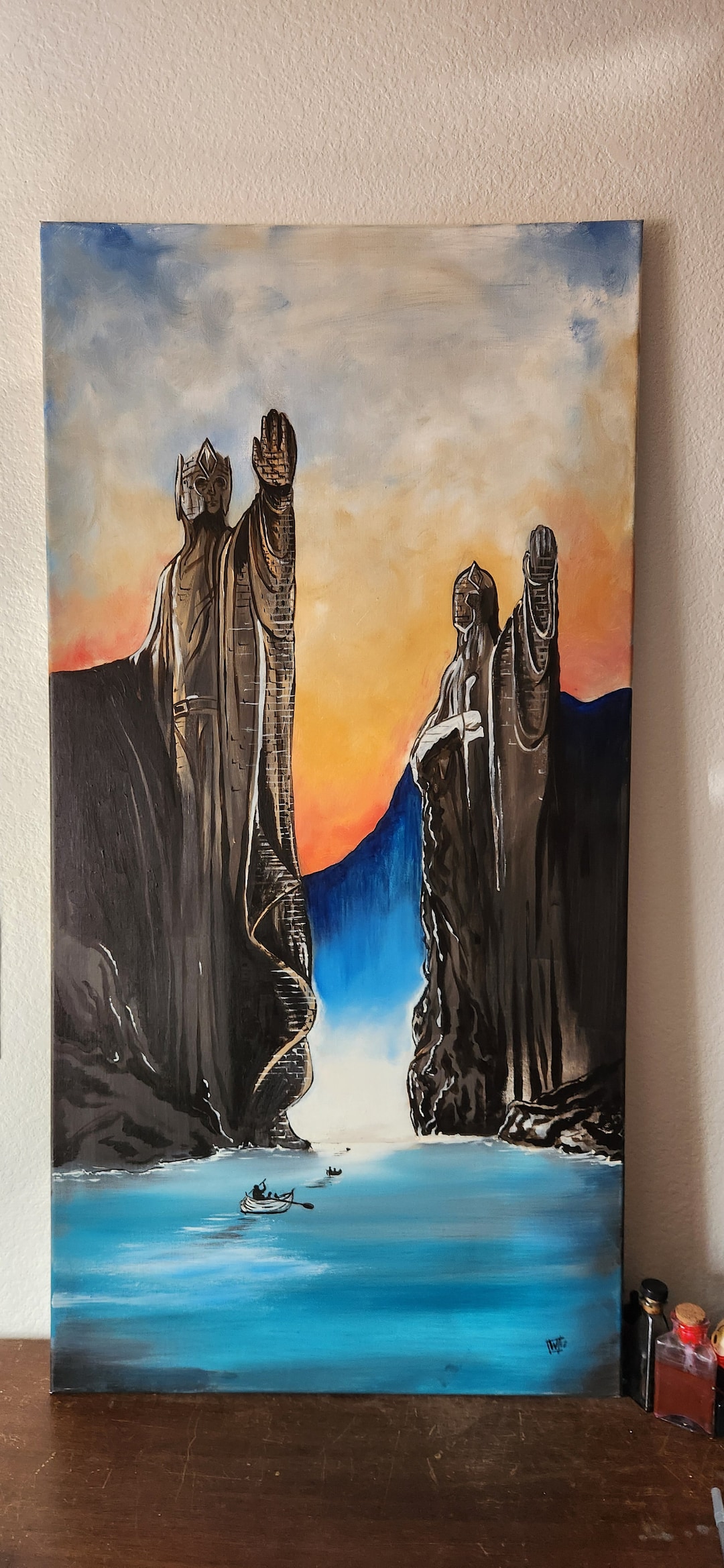 The Argonath / Lord of the Rings Oil Painting 24"x48" / Tolkien ...