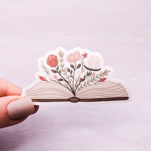 Floral Book Sticker / Open Book Sticker / Reading Sticker / - Etsy