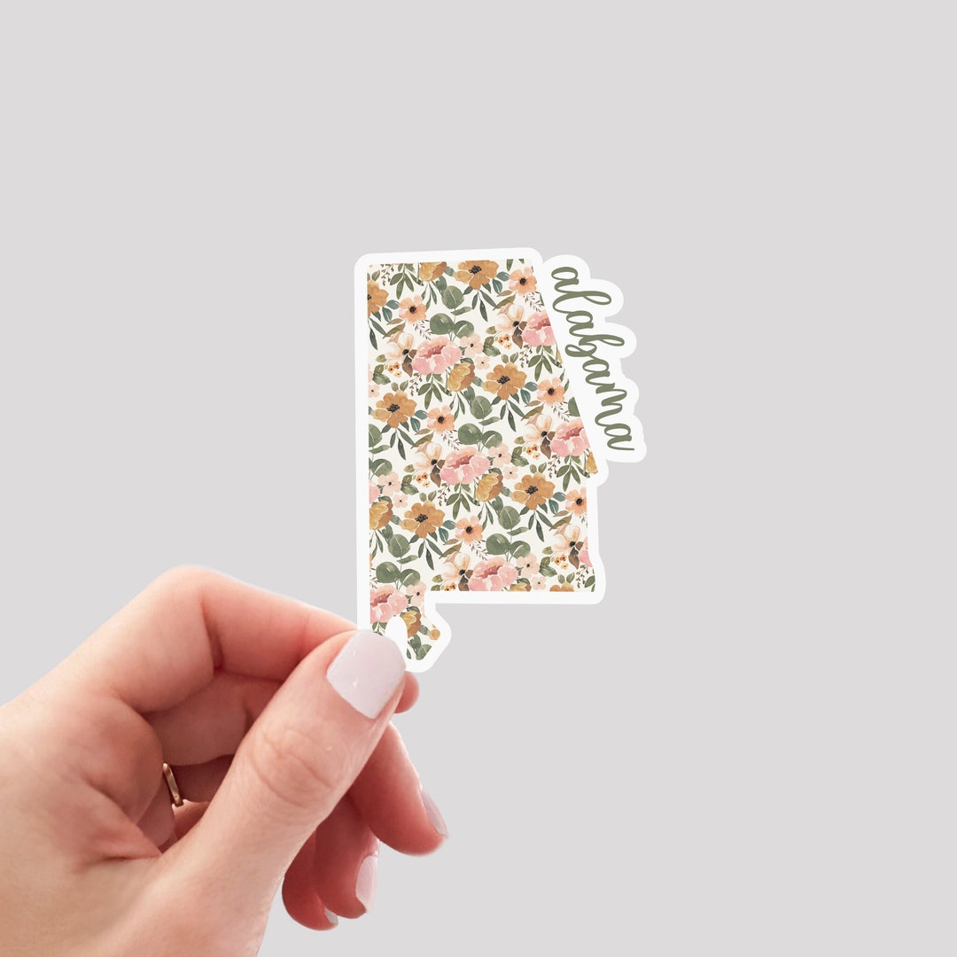 Alabama Sticker / AL Sticker / Floral Alabama Sticker / Alabama Home ...