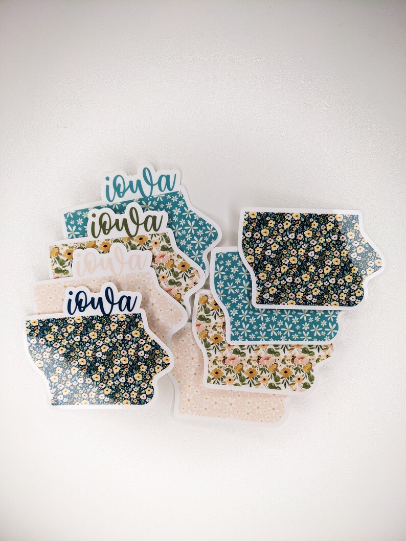 Iowa Sticker / IA Sticker / Floral Iowa Sticker / Iowa Home - Etsy