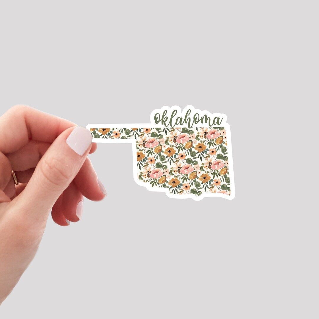 Oklahoma Sticker / OK Sticker / Floral Oklahoma Sticker / - Etsy