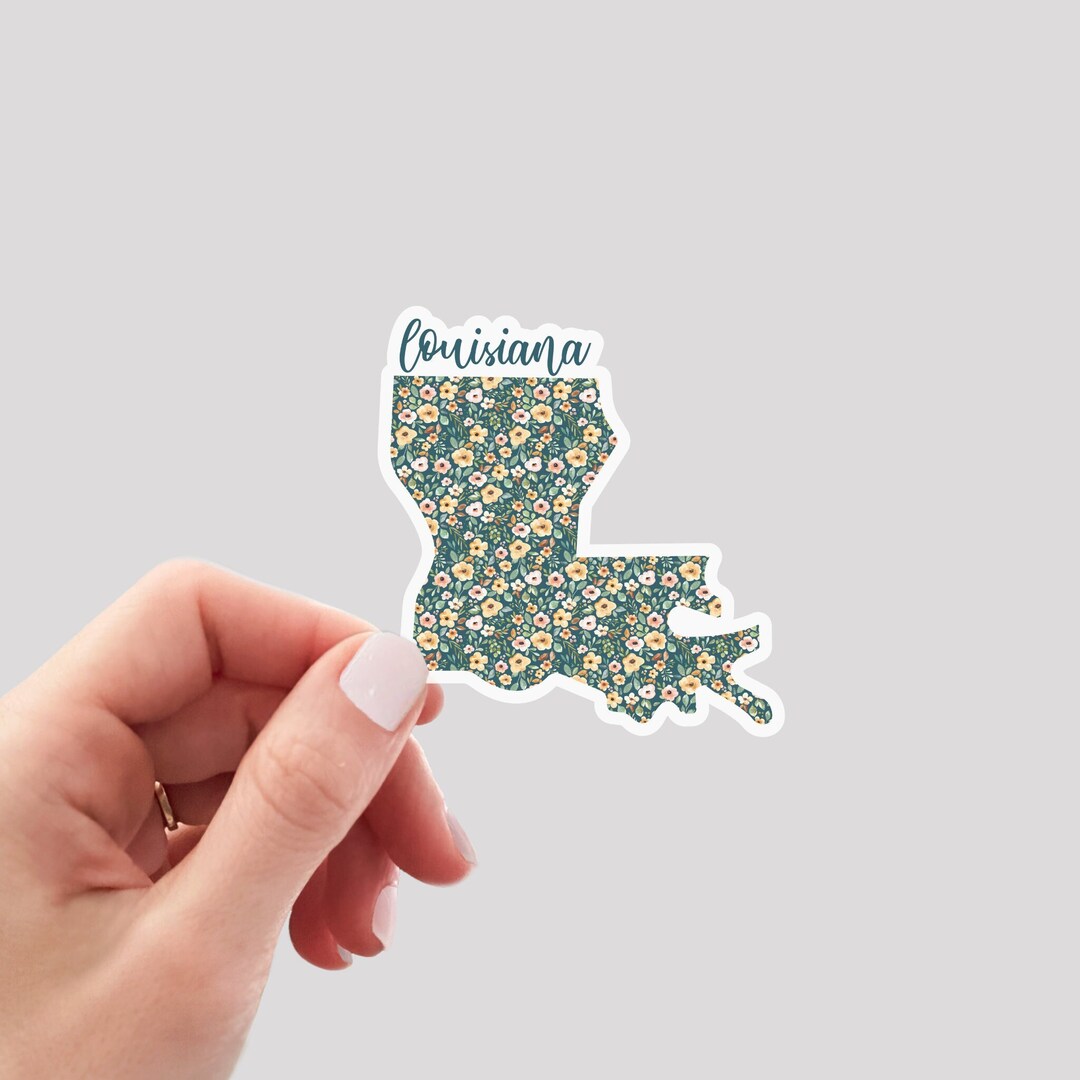 Louisiana Sticker / LA Sticker / Floral Louisiana Sticker / Louisiana ...