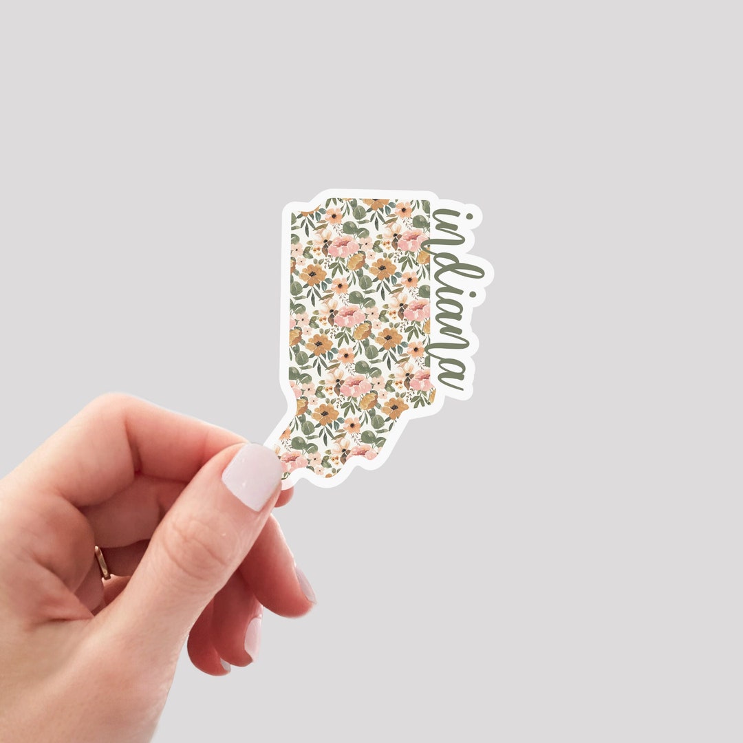 Indiana Sticker / IN Sticker / Floral Indiana Sticker / Indiana Home ...