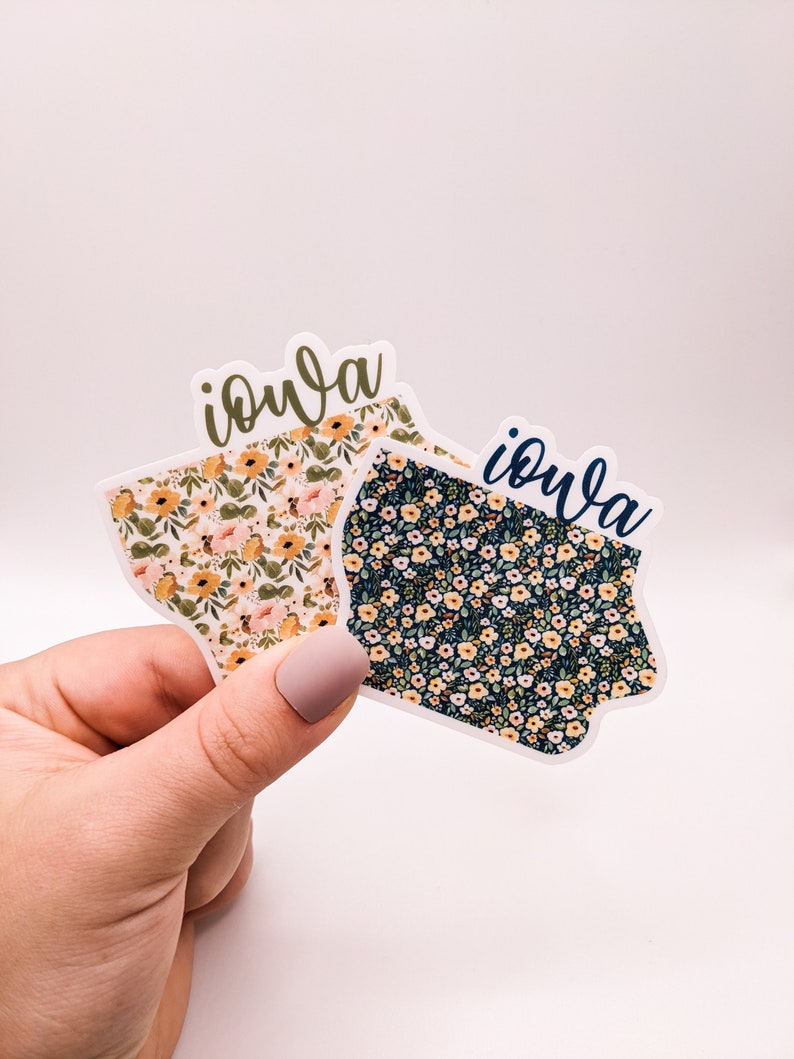Iowa Sticker / IA Sticker / Floral Iowa Sticker / Iowa Home - Etsy