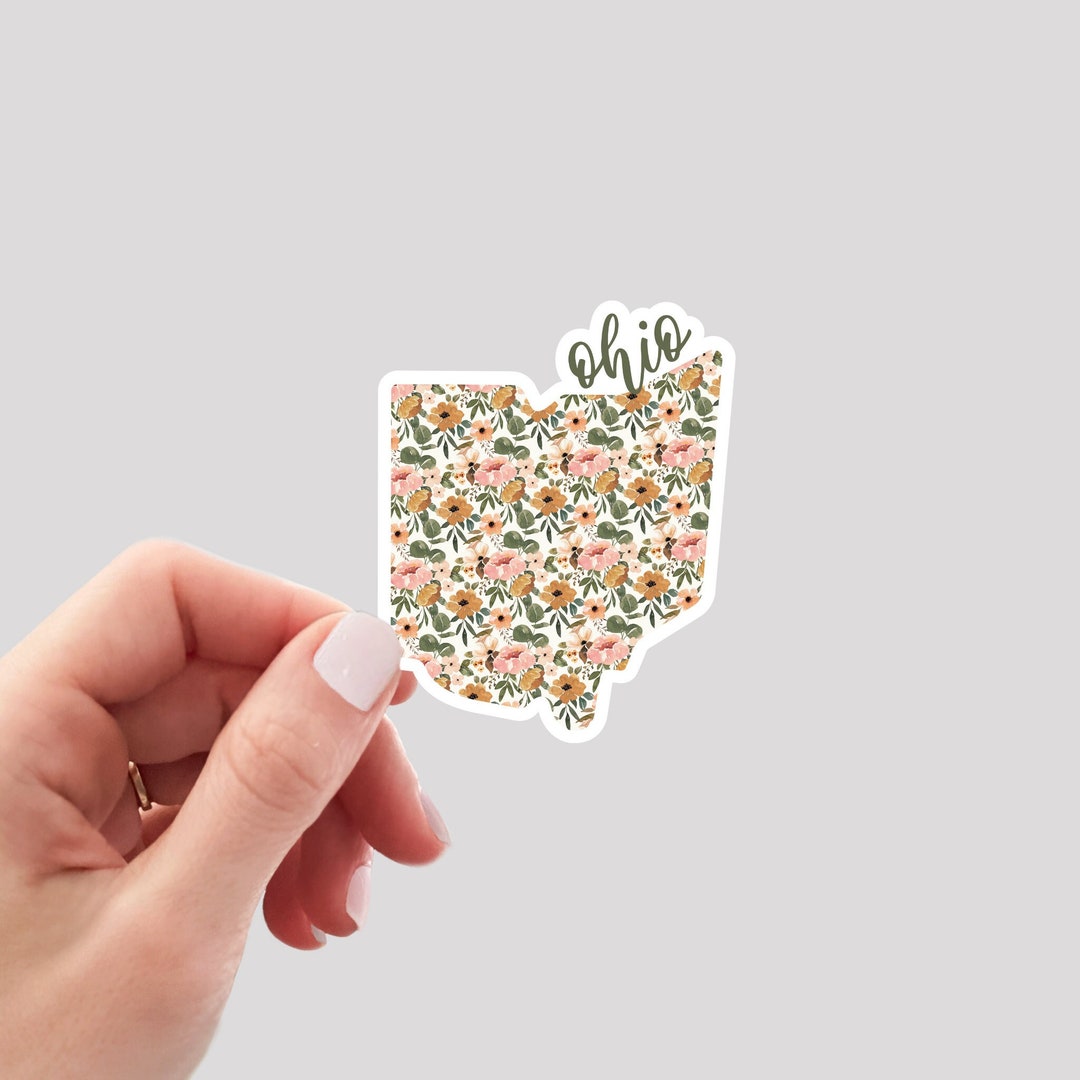 Ohio Sticker / OH Sticker / Floral Ohio Sticker / Ohio Home Sticker ...
