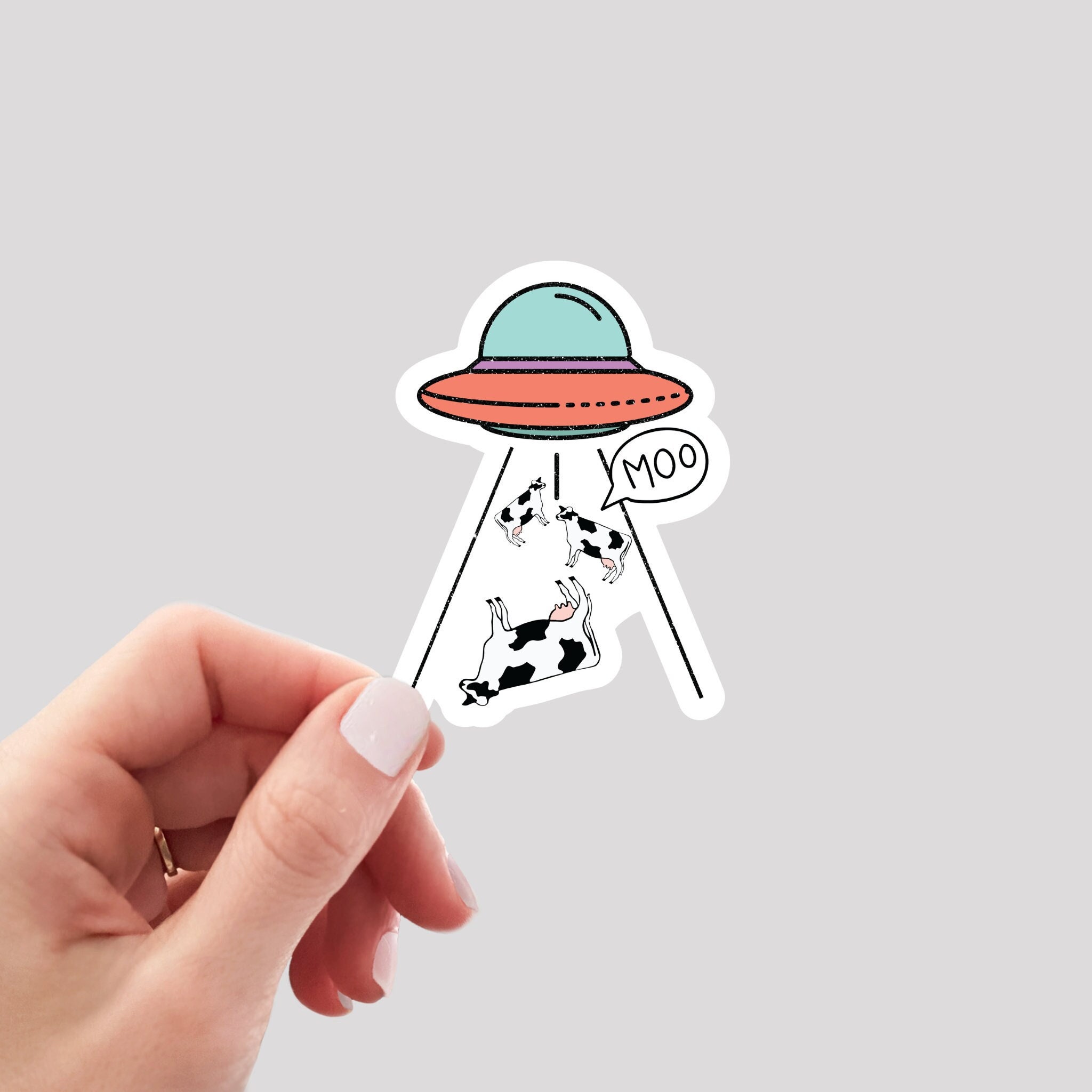 UFO Sticker / Funny Alien Sticker / UFO Cows Sticker / Alien - Etsy
