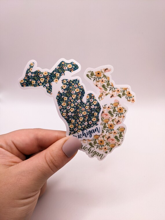 Michigan Sticker / MI Sticker / Floral Michigan Sticker / - Etsy