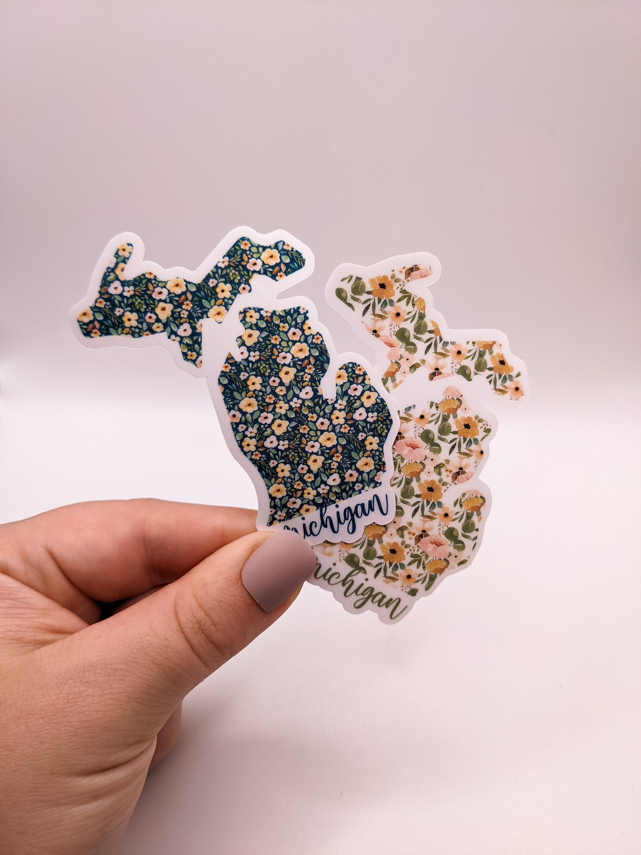 Michigan Sticker / MI Sticker / Floral Michigan Sticker / - Etsy