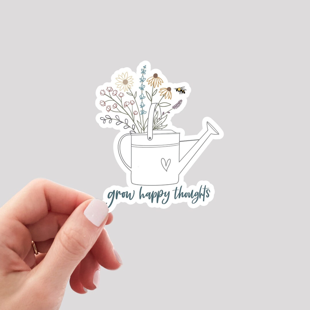 Grow Happy Thoughts Sticker / Grow Flower Sticker / Floral Sticker ...