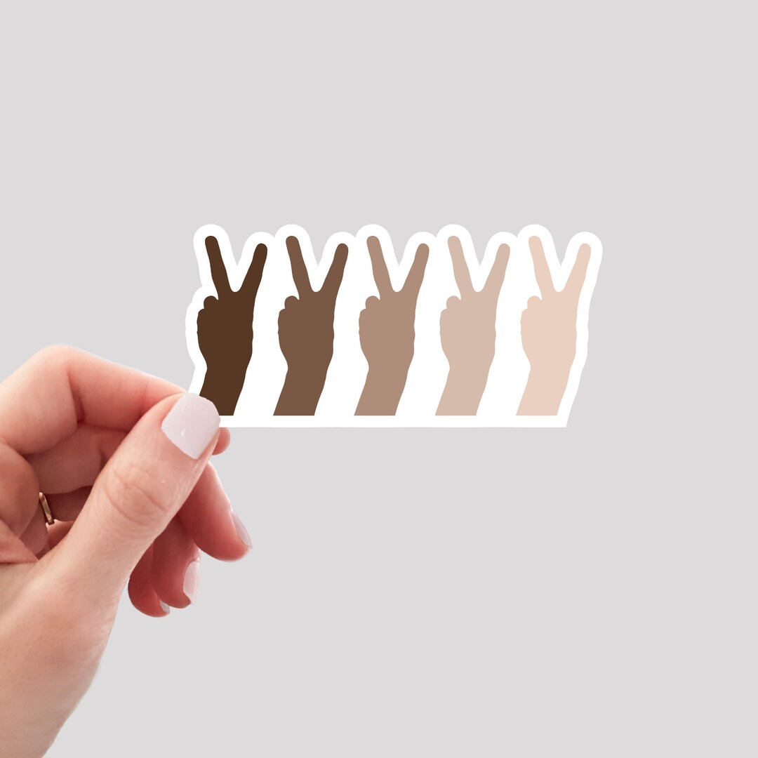Peace Sign Sticker / Skin Tone Hands Sticker / Diversity Sticker ...