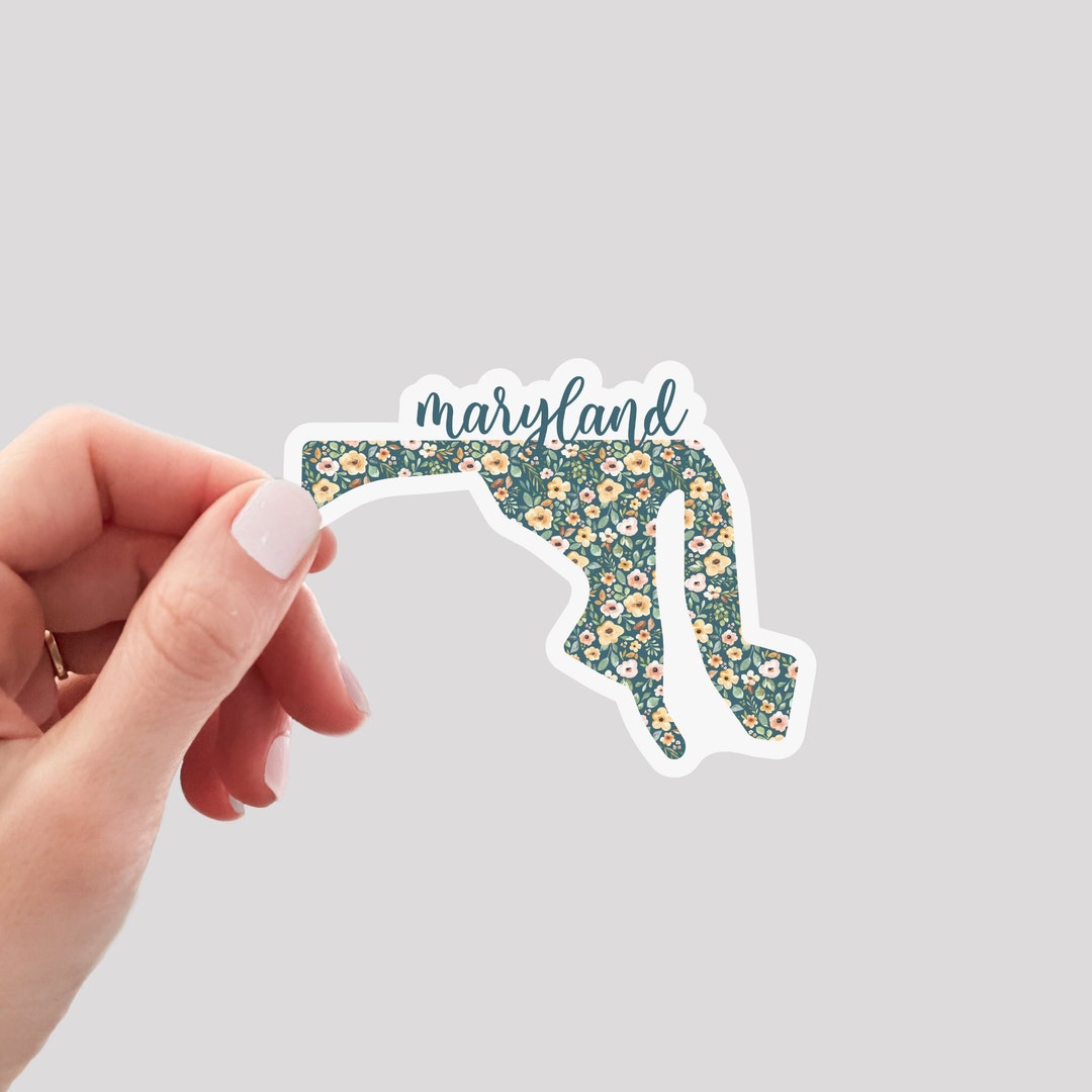 Maryland Sticker / MD Sticker / Floral Maryland Sticker / Maryland Home ...