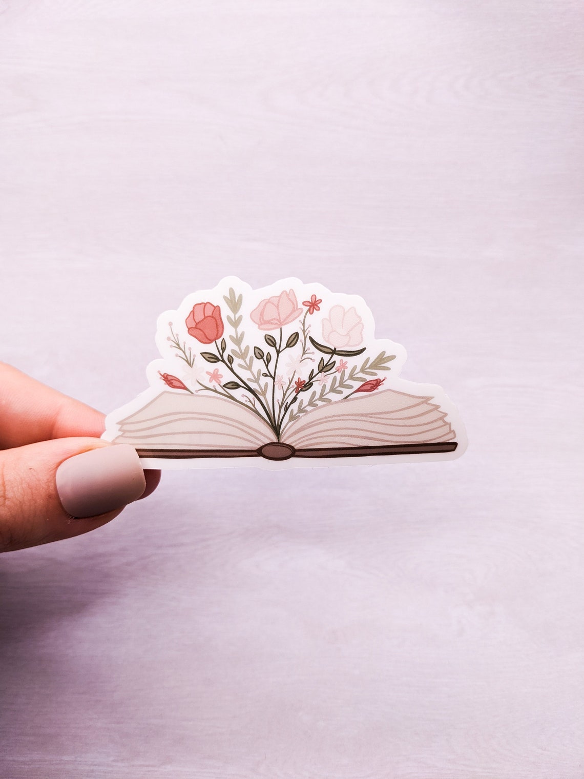 Floral Book Sticker / Open Book Sticker / Reading Sticker / - Etsy