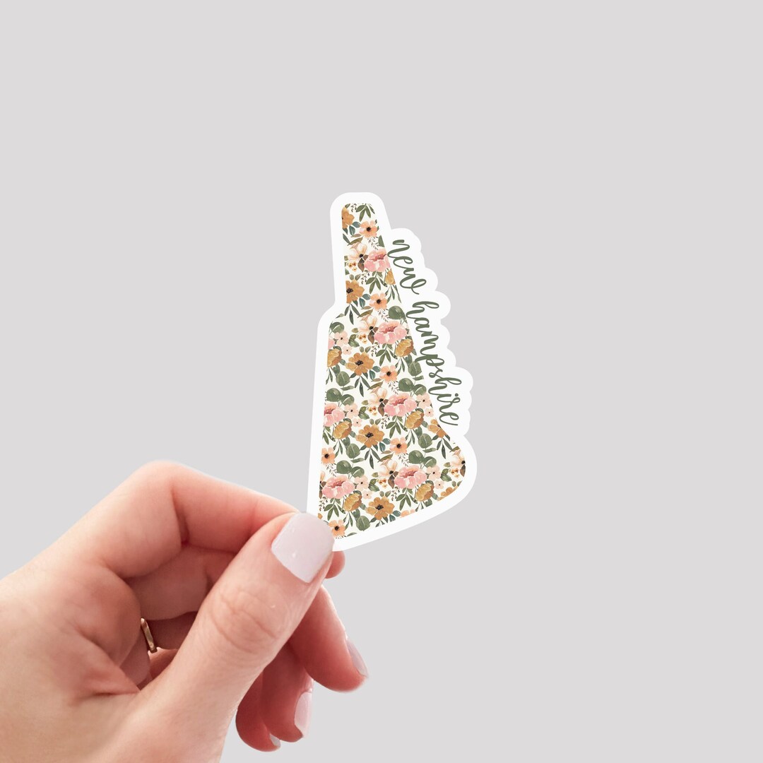 New Hampshire Sticker / NH Sticker / Floral New Hampshire Sticker / New ...