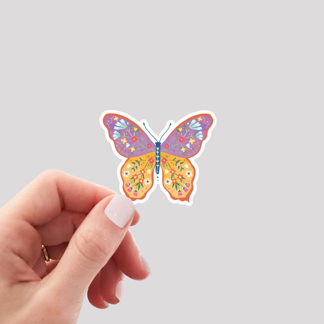 Floral Butterfly Sticker / Butterfly Sticker / Purple Butterfly Sticker ...