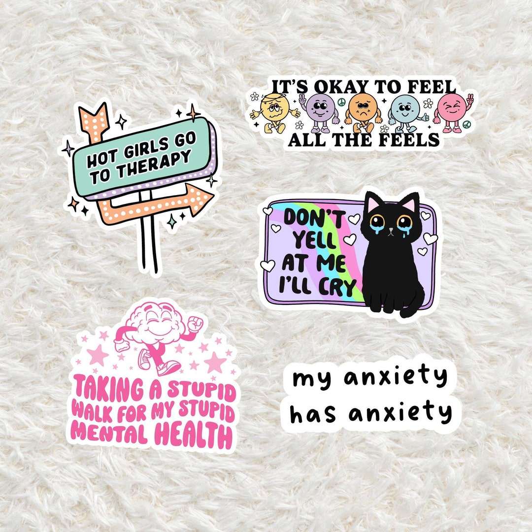 Mental Health Sticker Bundle, Anxiety Sticker Bundle, Funny Mental ...