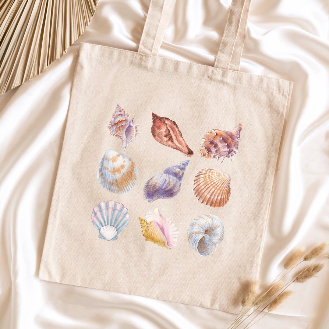 Seashell Tote Bag, Beach Tote Bag, Beach Canvas Tote - Etsy