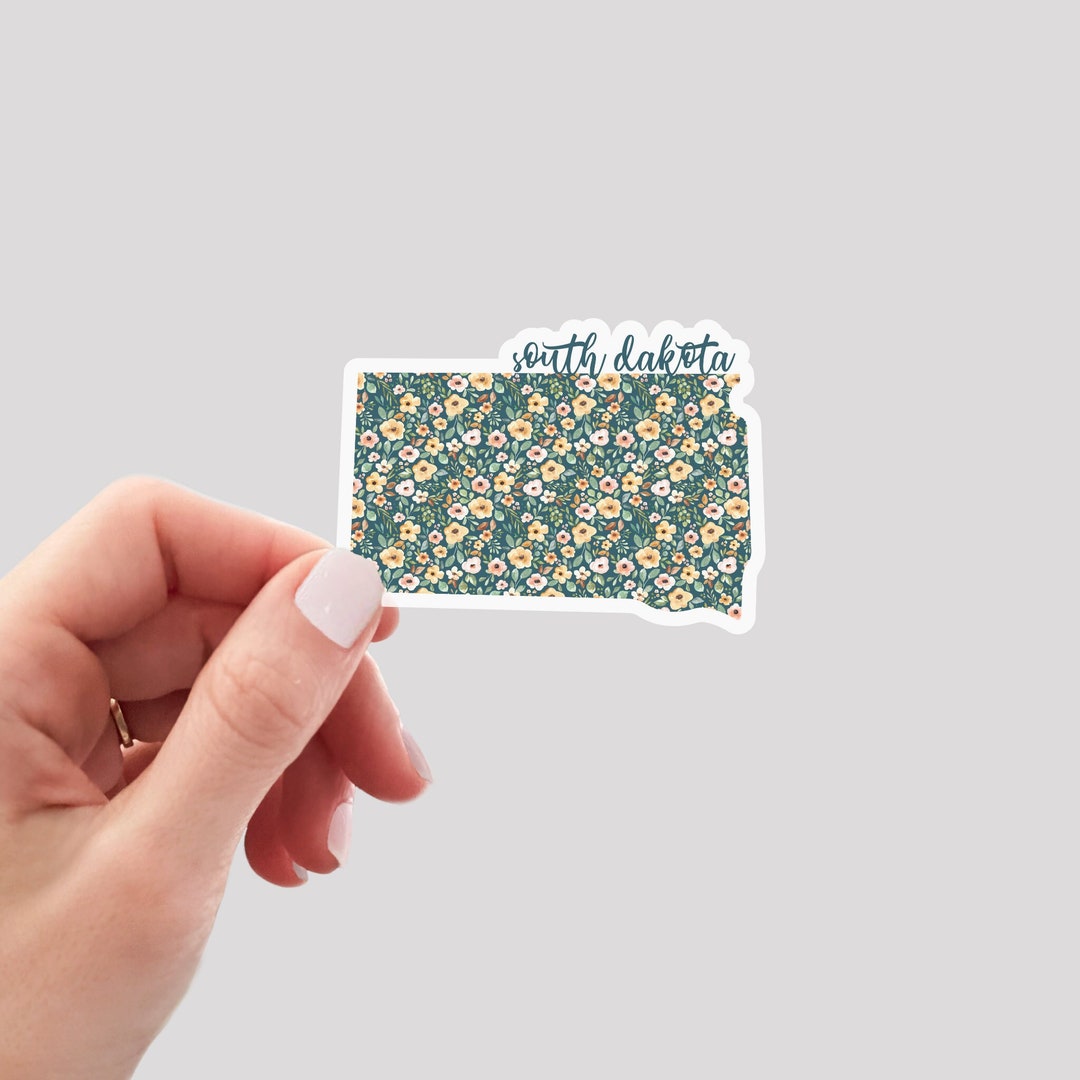 South Dakota Sticker / SD Sticker / Floral South Dakota Sticker / South ...