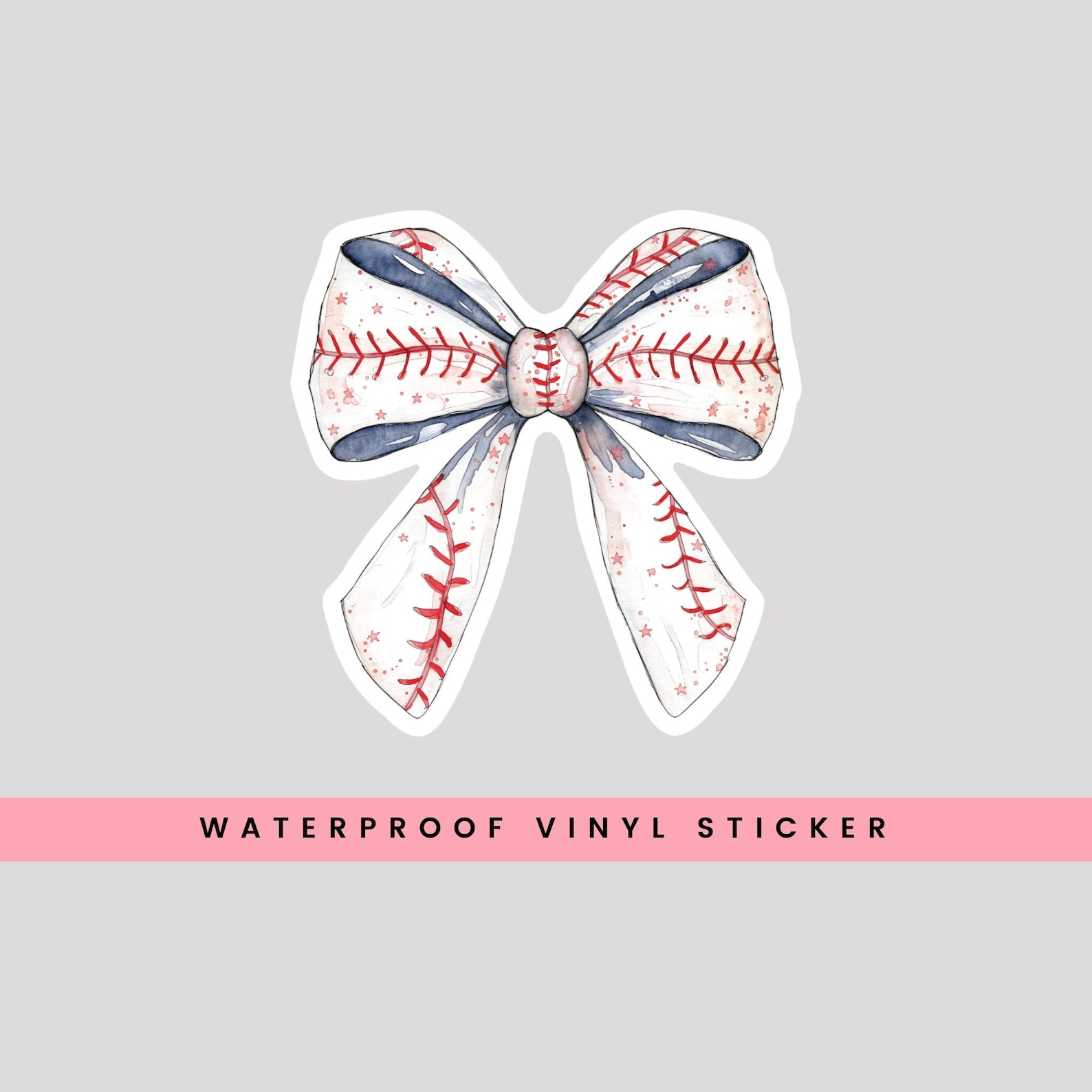 Baseball Bow Sticker, Baseball Sticker, Coquette Baseball Sticker ...
