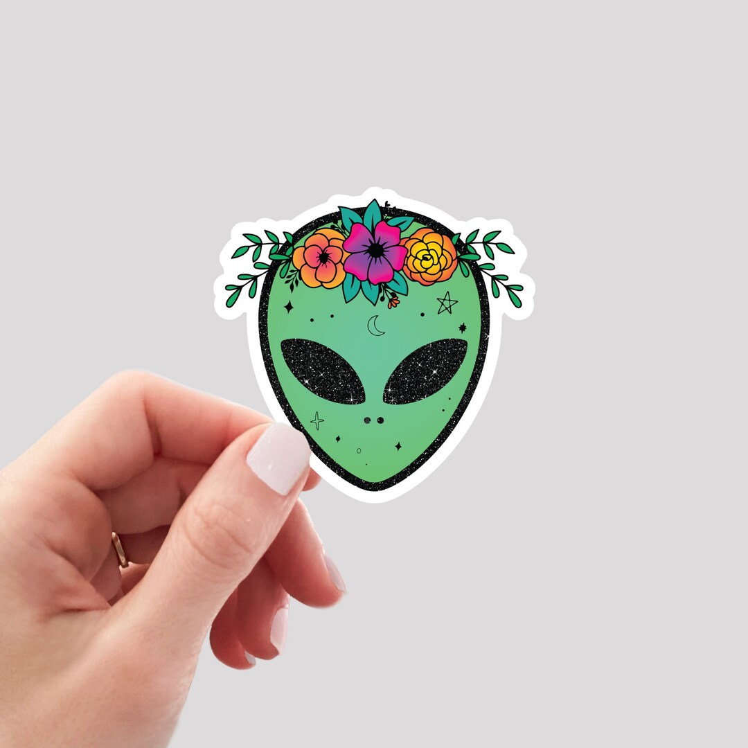 Alien Sticker / Floral Alien Sticker / Green Alien Sticker / Outer ...