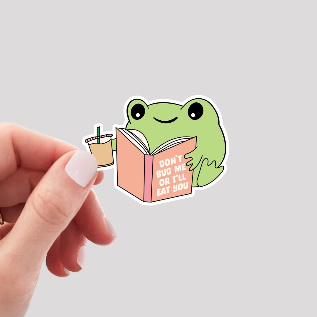 Don't Bug Me or I'll Eat You Frog Sticker, Iced Coffee Frog Sticker - Etsy