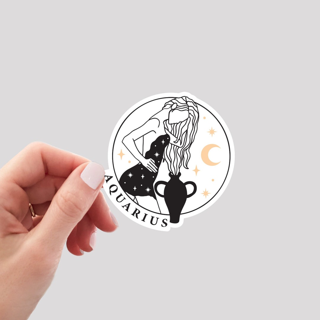 Aquarius Sticker / Aquarius Zodiac Sticker / Mystical Aquarius Sticker ...