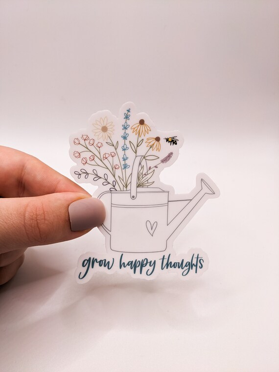 Grow Happy Thoughts Sticker / Grow Flower Sticker / Floral - Etsy