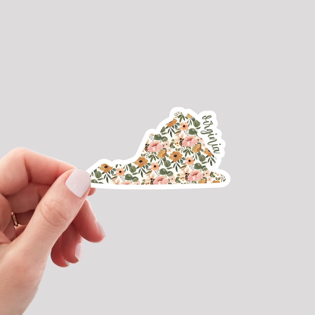 Virginia Sticker / VA Sticker / Floral Virginia Sticker / Virginia Home ...