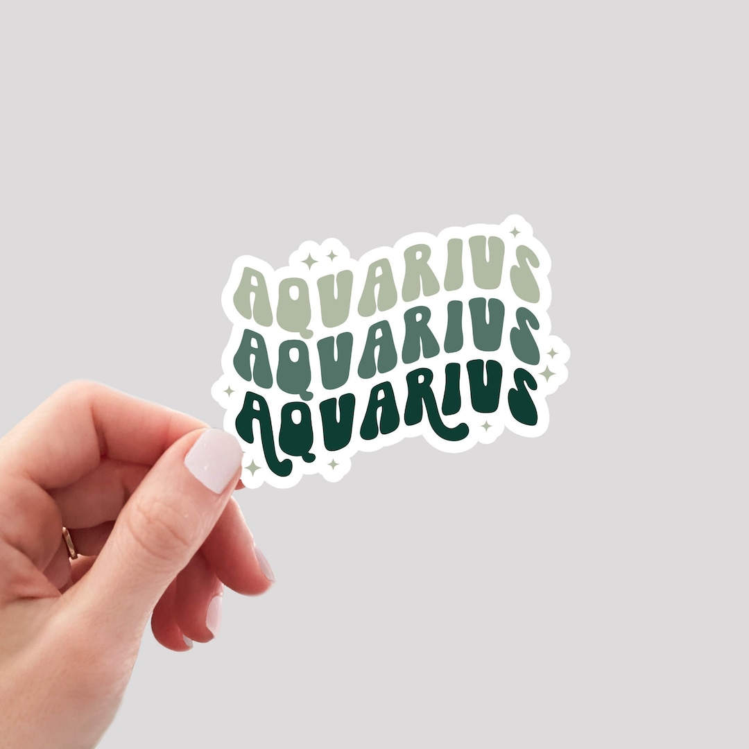 Aquarius Sticker / Retro Aquarius Zodiac Sticker / Mystical - Etsy