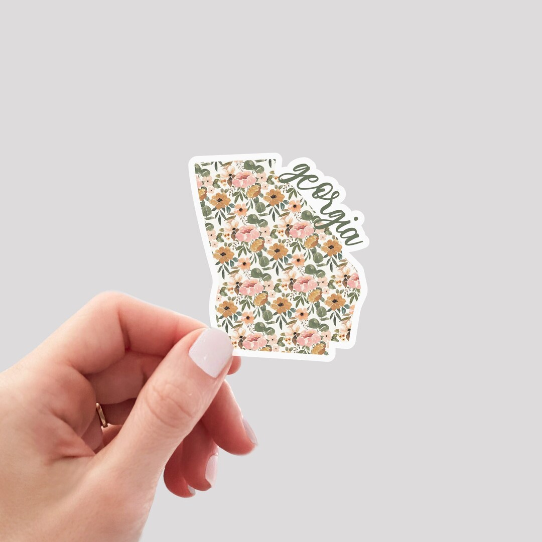 Georgia Sticker / GA Sticker / Floral Georgia Sticker / Georgia Home ...