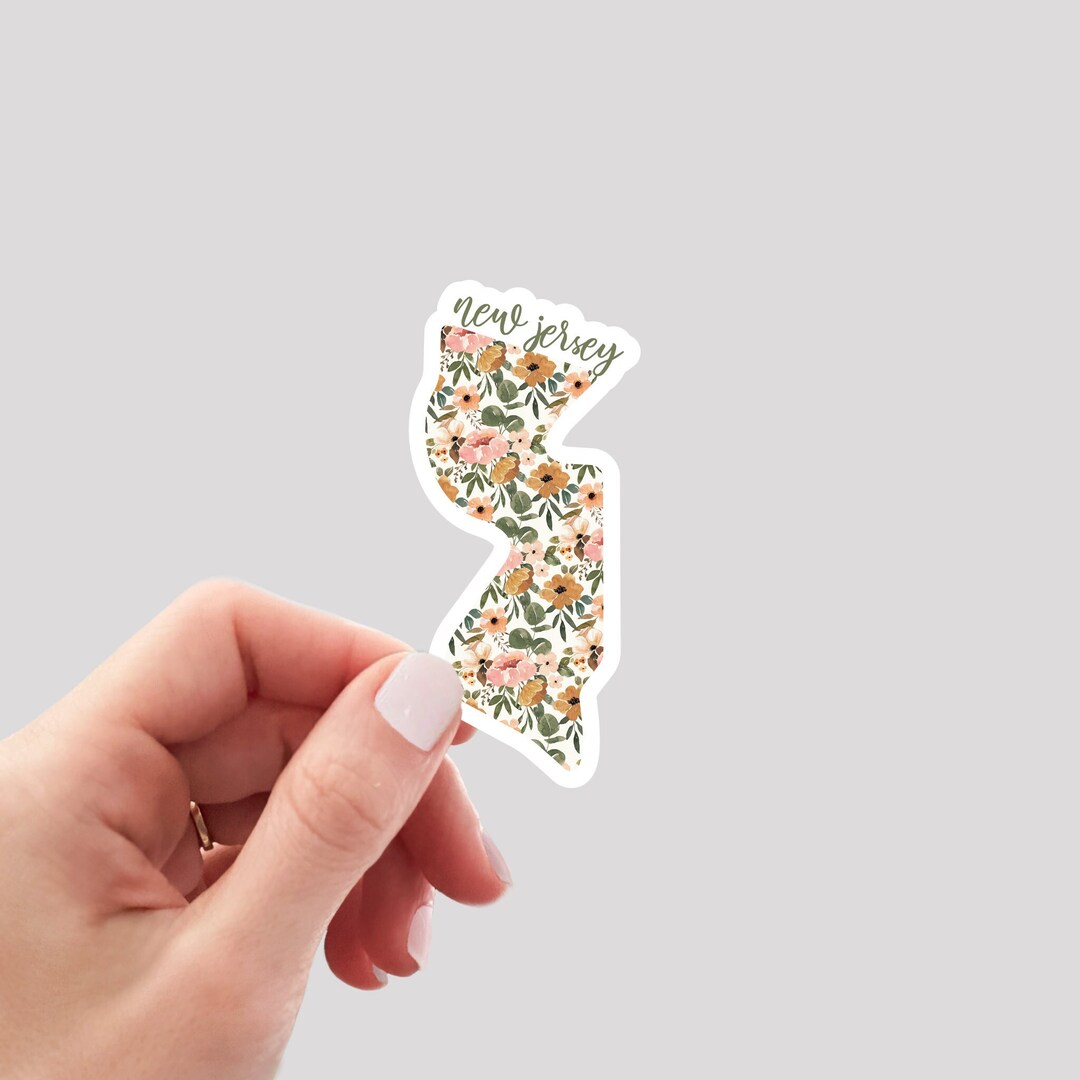 New Jersey Sticker / NJ Sticker / Floral New Jersey Sticker / New ...