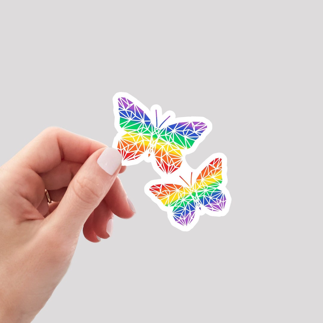 Rainbow Pride Sticker / LGBTQA Sticker / Rainbow Butterfly Sticker ...