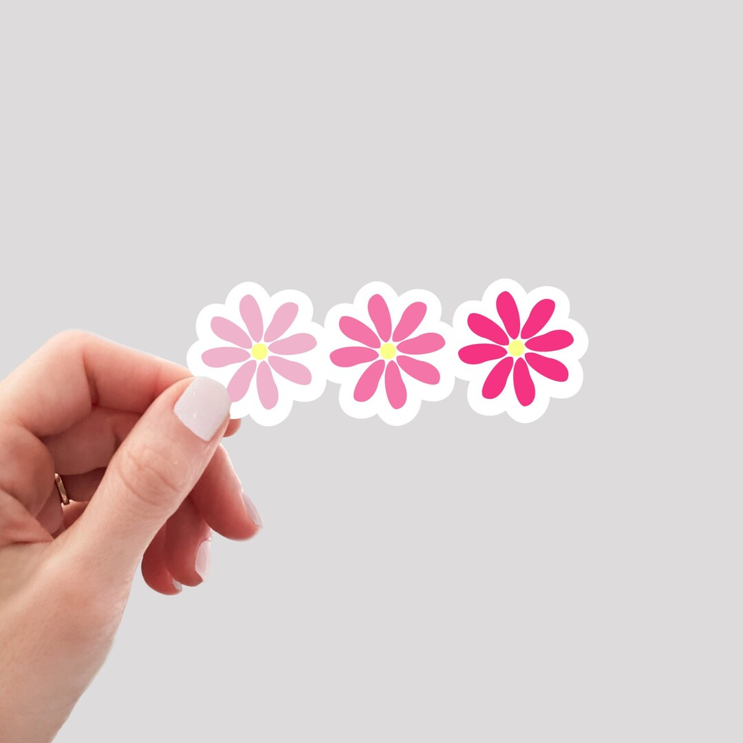 Daisy Sticker / Pink Daisy Sticker / Cute Daisies Sticker / Waterproof ...