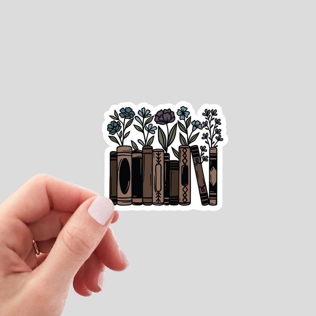 Floral Bookshelf Sticker / Book Lover Sticker / Bookshelf Sticker ...