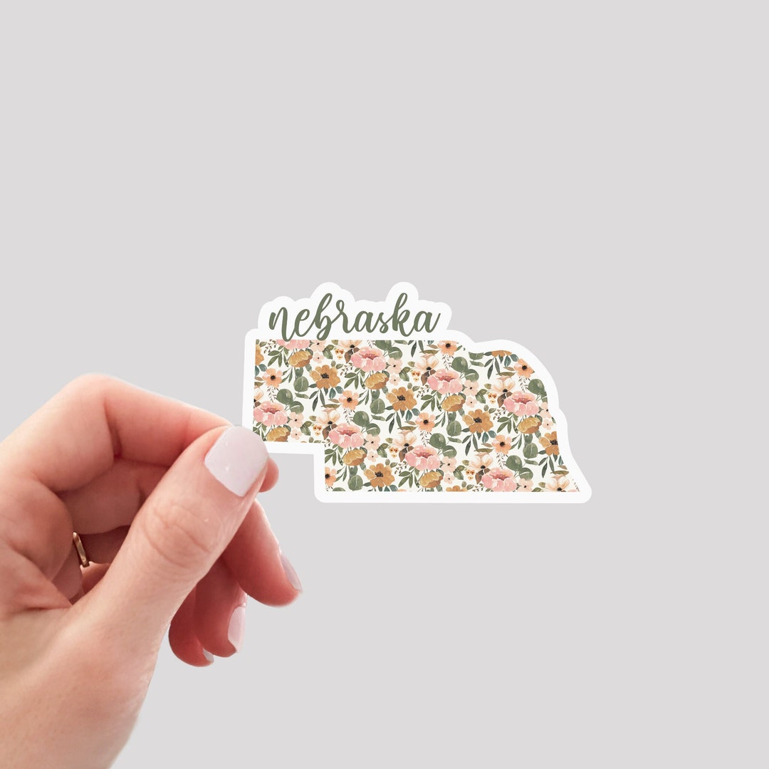 Nebraska Sticker / NE Sticker / Floral Nebraska Sticker / Nebraska Home ...