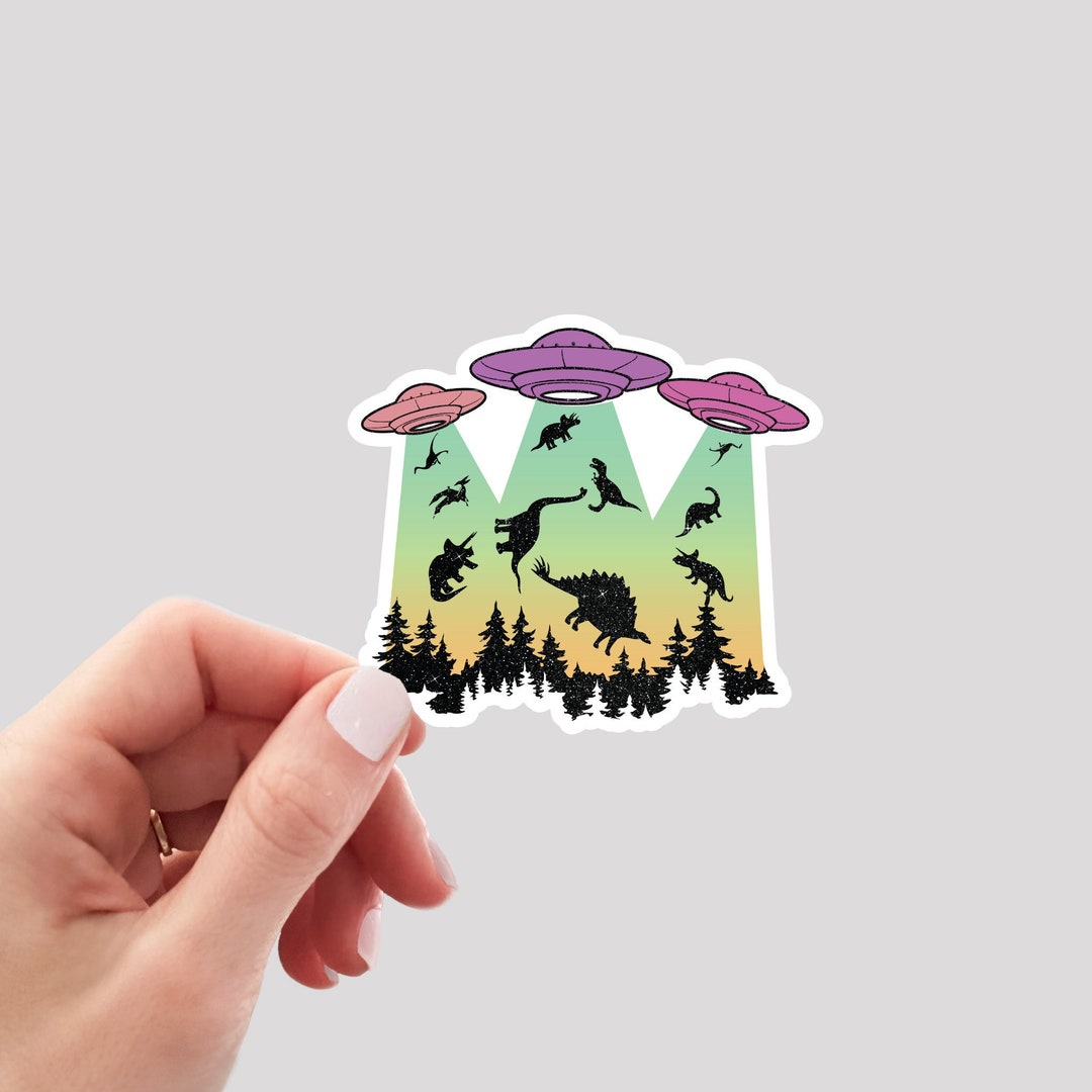 UFO Sticker / Funny Alien Sticker / UFO Dinosaur Sticker / Alien ...