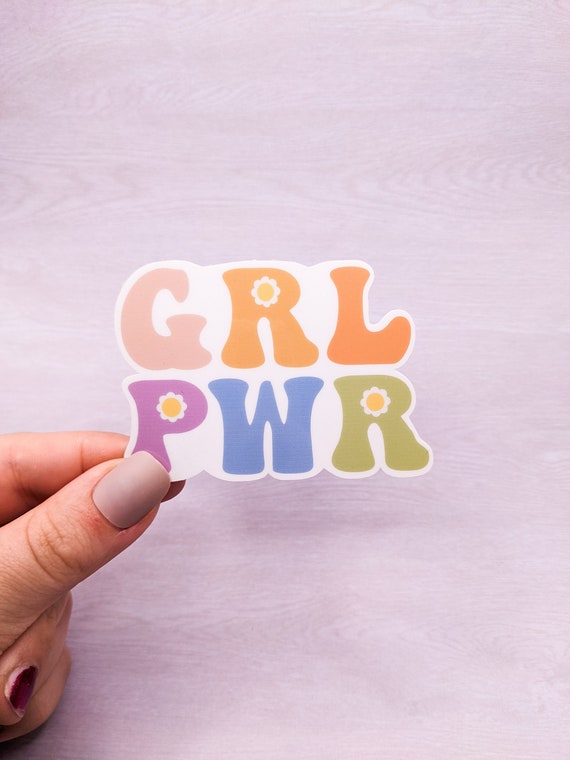 Girl Power Sticker / GRL PWR Sticker / Retro Sticker / Flower | Etsy