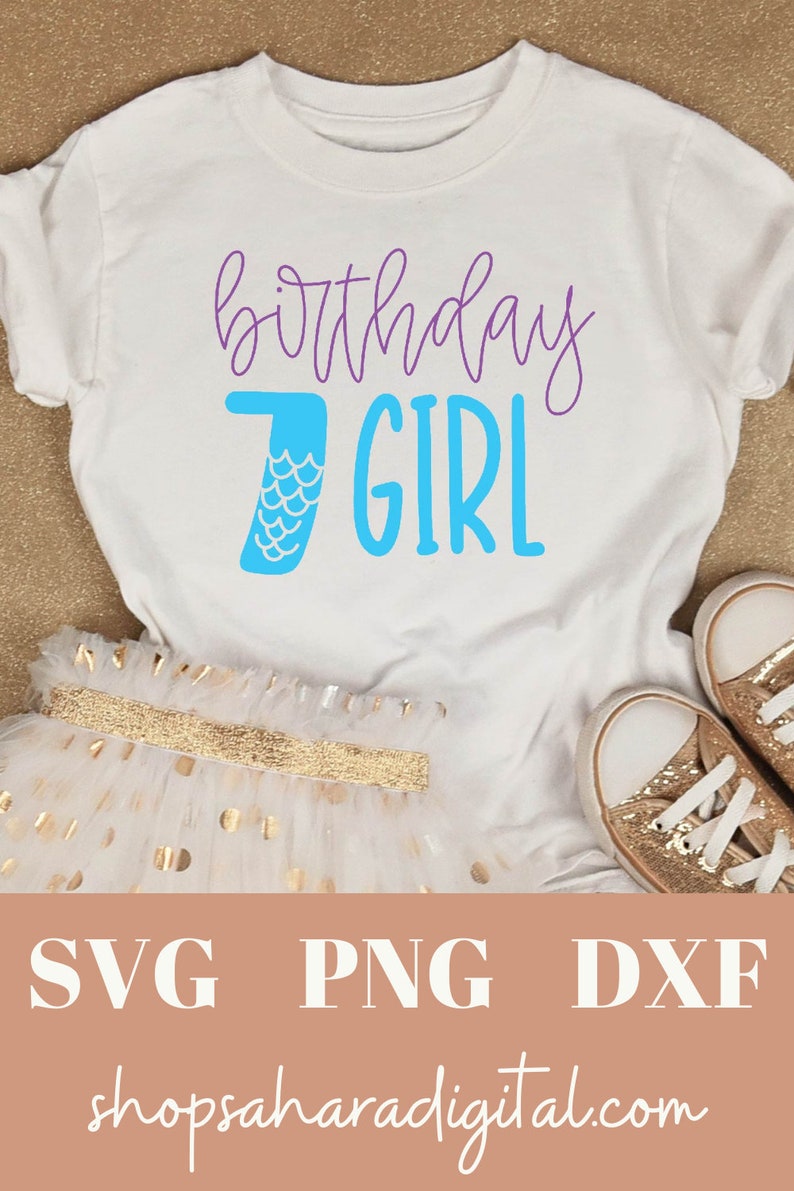 7th Birthday Mermaid SVG / 7th Birthday Girl SVG / 7 Mermaid | Etsy
