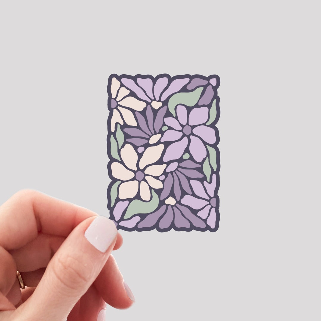 Purple Floral Waterproof Vinyl Sticker: Abstract Flower Decal - Etsy