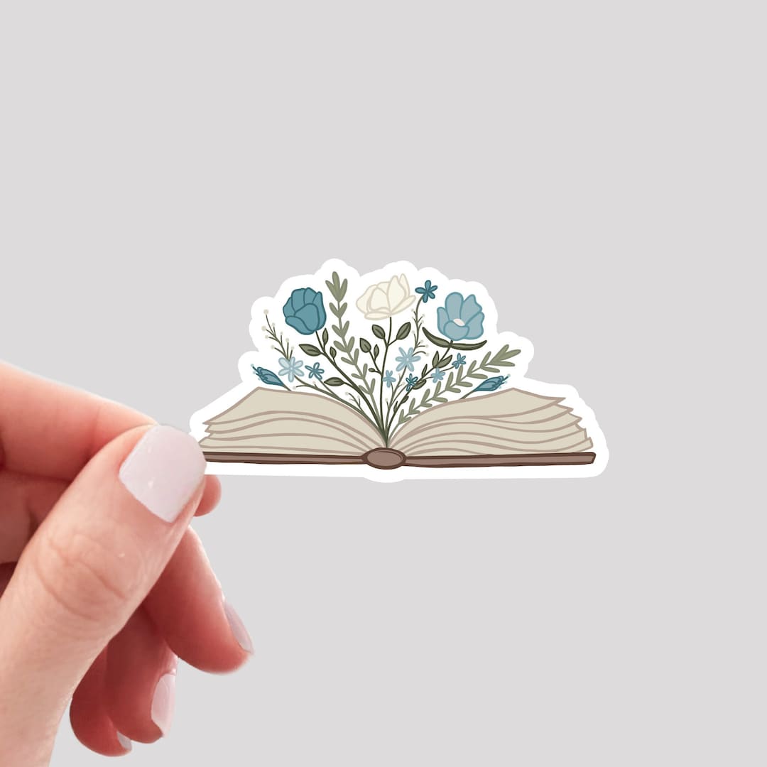 Floral Book Sticker, Open Book Sticker, Reading Sticker, Book Lover ...