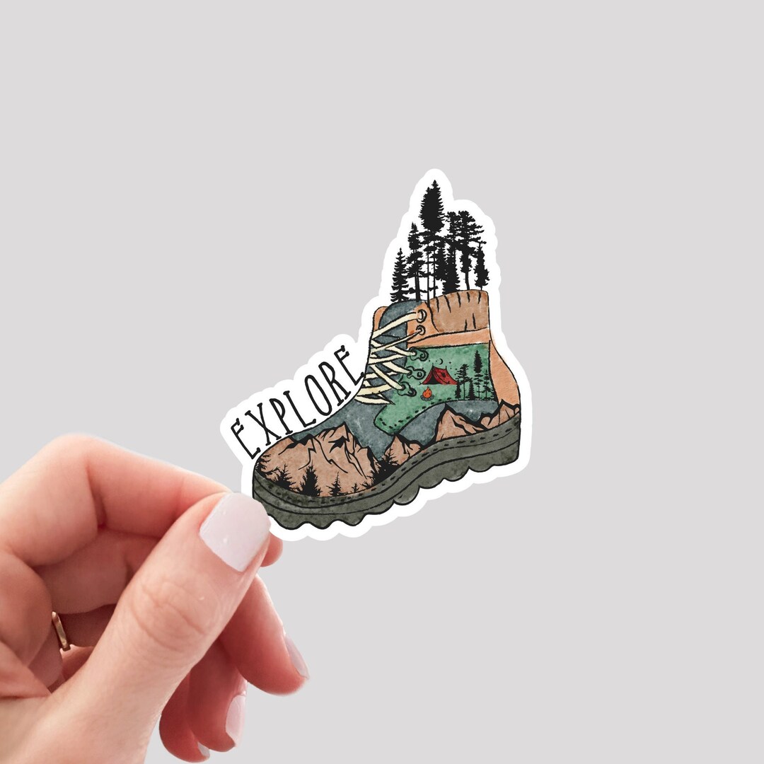 Explore Sticker / Explore Boot Sticker / Outdoors Sticker / Hiking ...