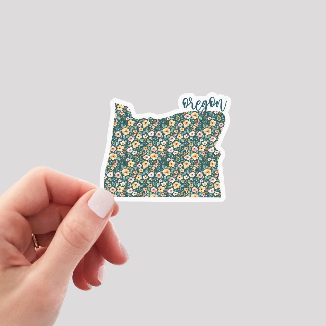 Oregon Sticker / OR Sticker / Floral Oregon Sticker / Oregon Home ...