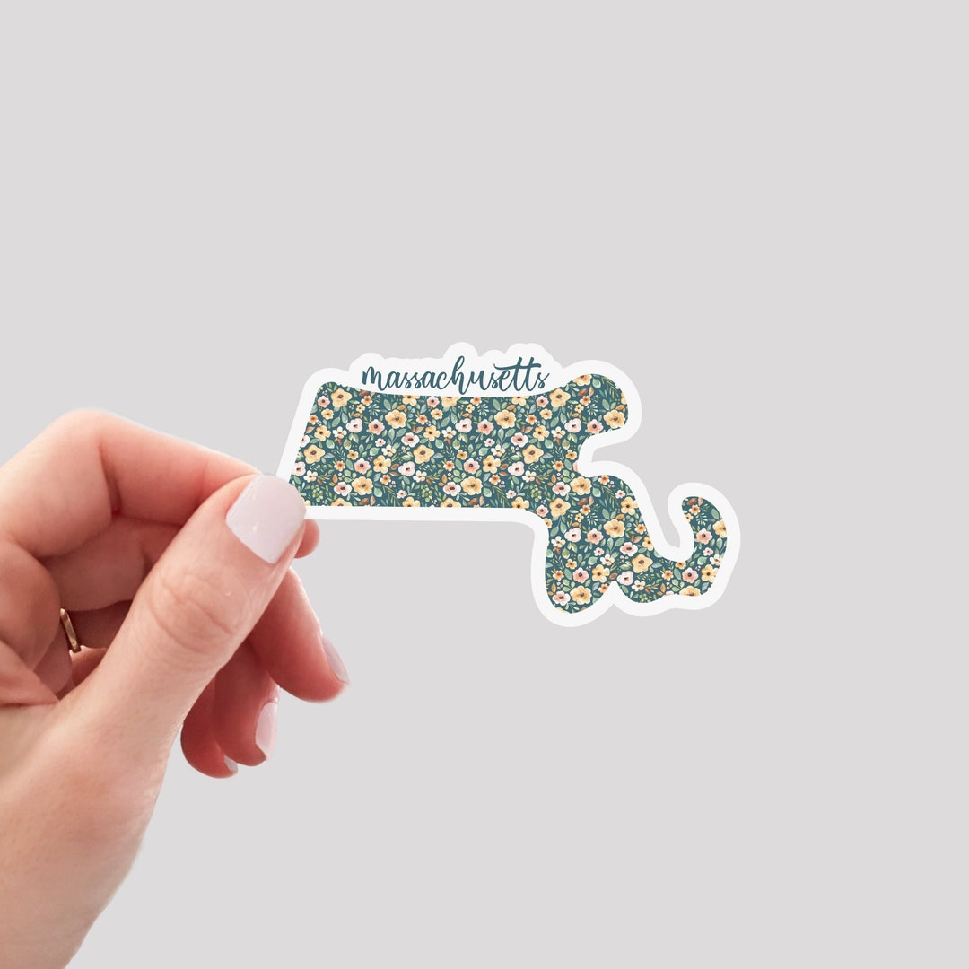 Massachusetts Sticker / MA Sticker / Floral Massachusetts Sticker ...