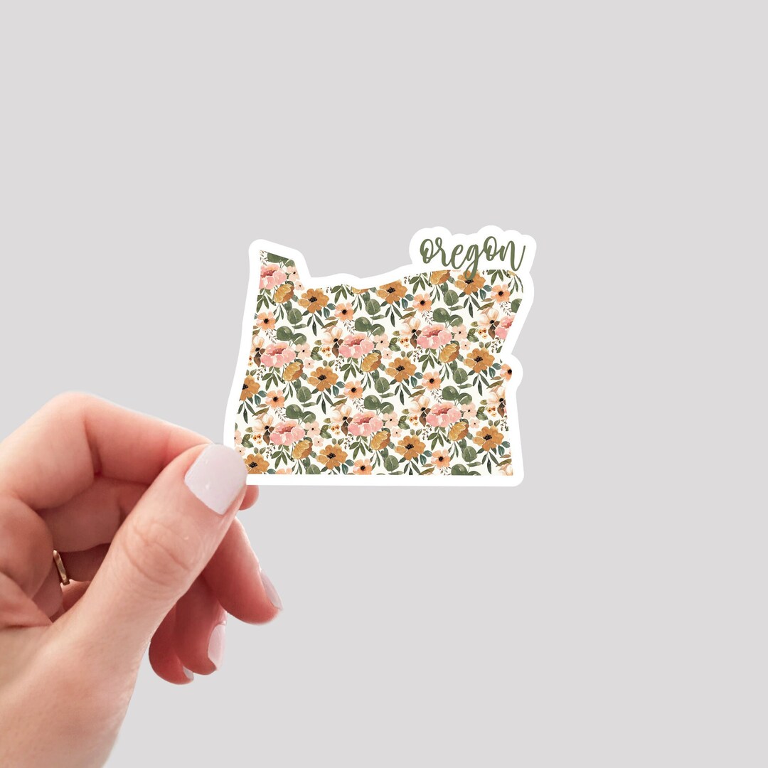 Oregon Sticker / OR Sticker / Floral Oregon Sticker / Oregon Home ...