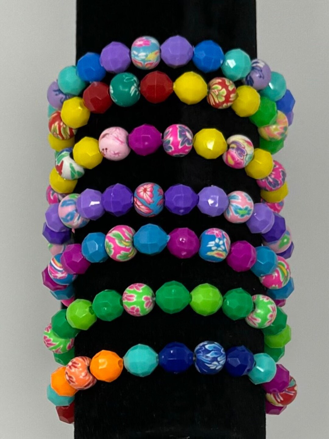 Tie Dye Inspired Bright Color Bracelets - Handmade Beaded Bracelets ...