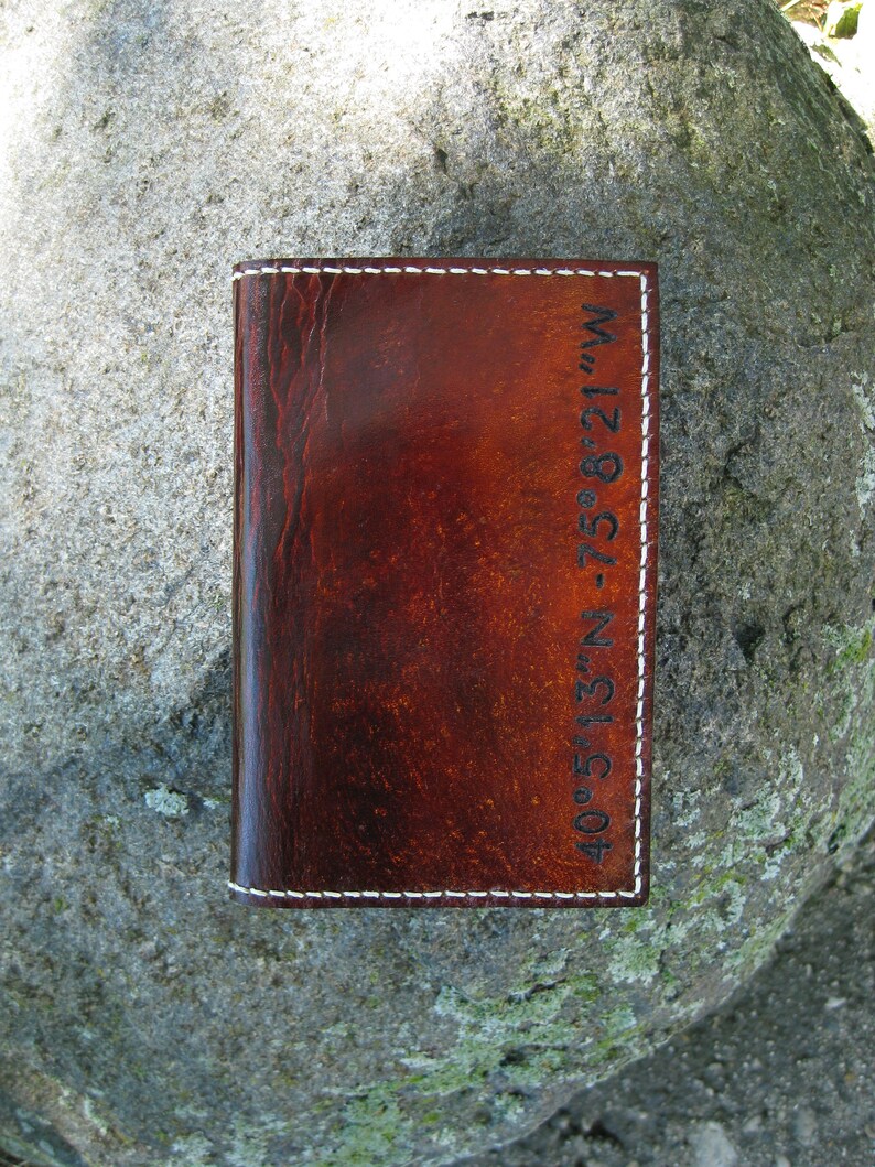 Hand-sewn Leather Pocket Notebook GPS or Monogrammed - Etsy