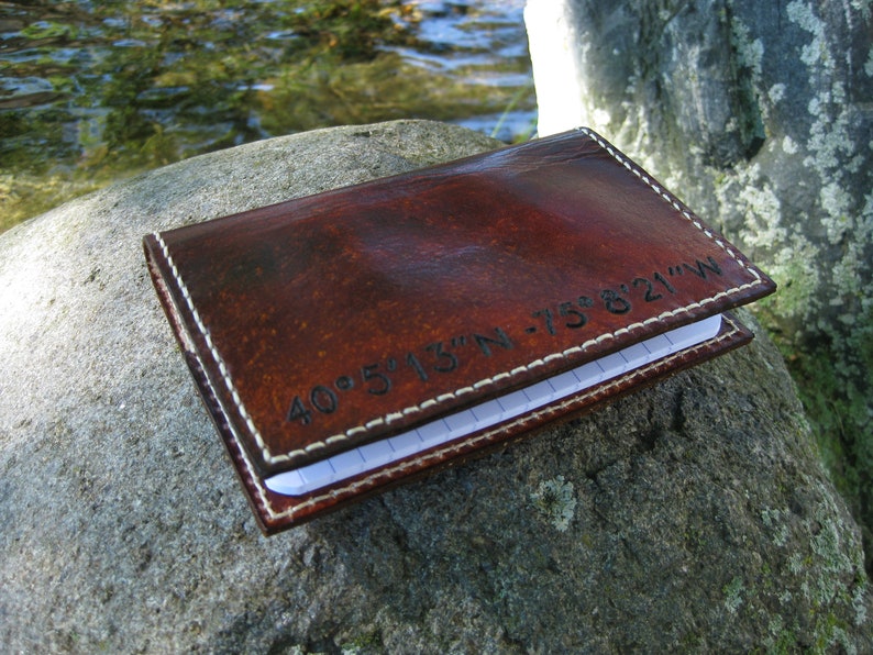 Hand-sewn Leather Pocket Notebook GPS or Monogrammed - Etsy