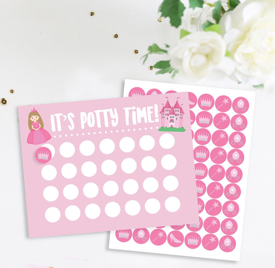 Princess Potty Training Chart With Stickers, Potty Chart, Potty Sticker ...